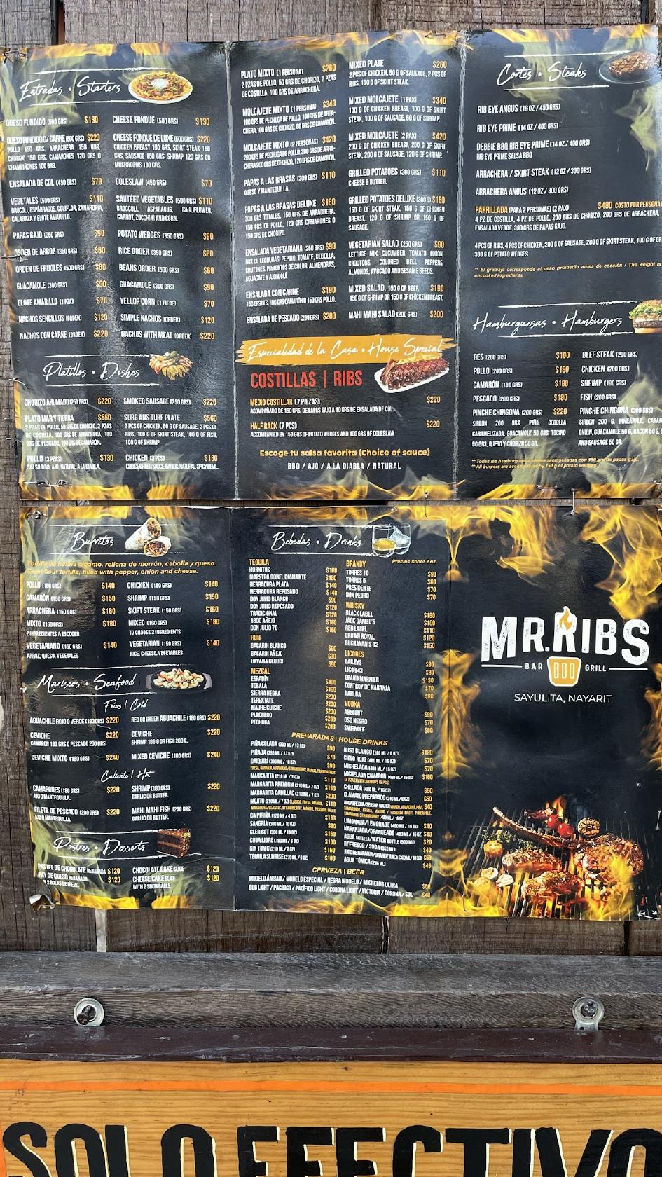 Menu at Mr. Ribs BBQ Sayulita, Sayulita