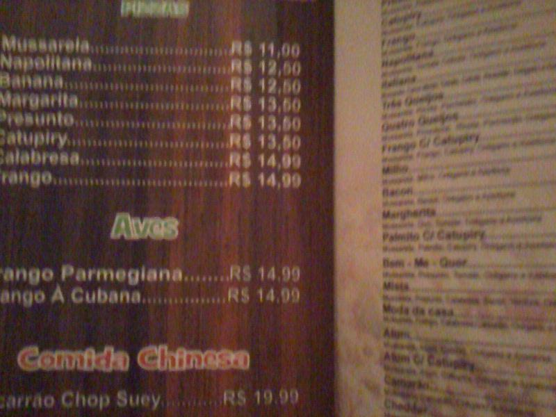 Menu at Portal da Passira restaurant, Olinda
