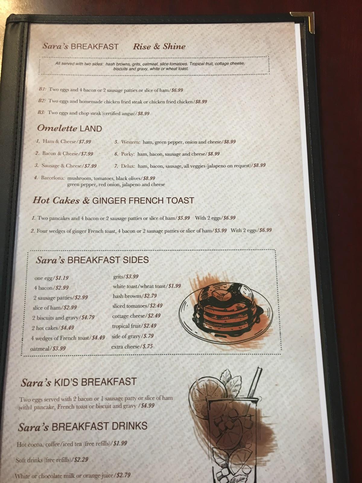 Menu at Saras Restaurant, Del City, SE 15th St