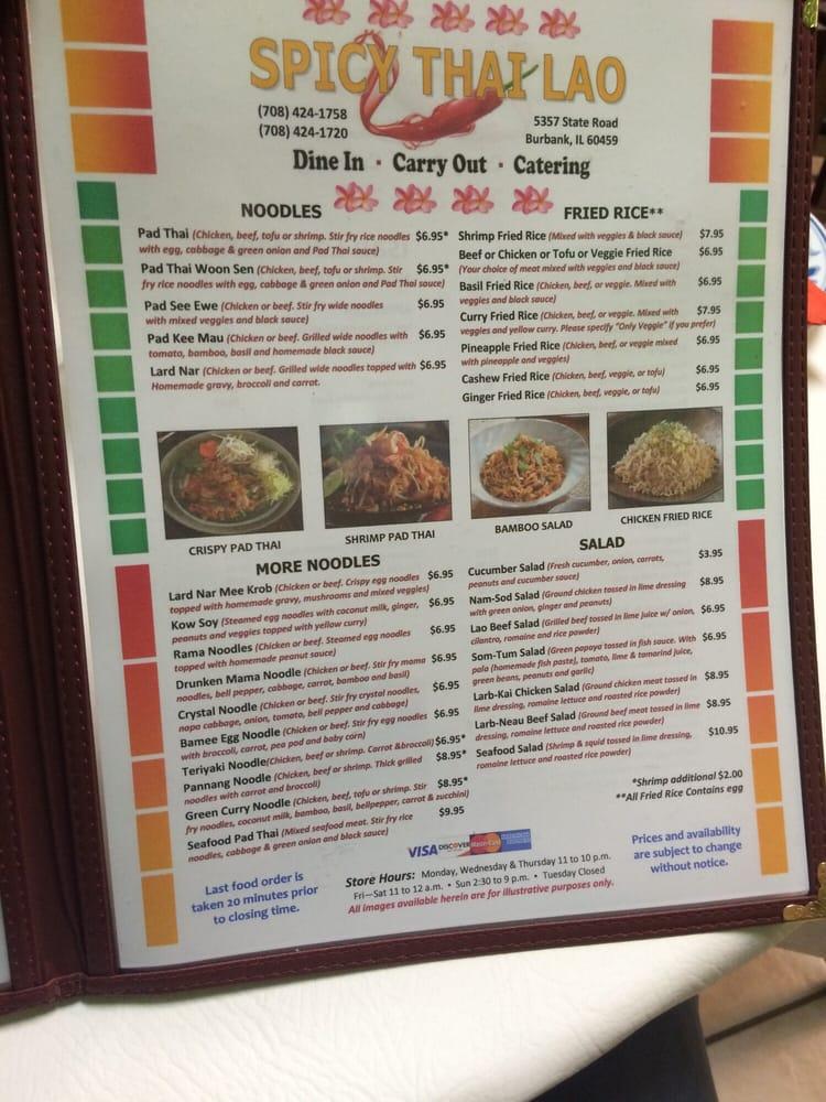 Menu at Spicy Thai Lao Restaurant, Burbank
