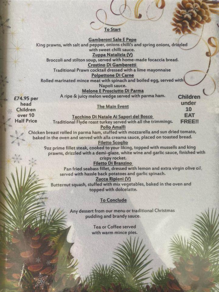 Menu at Carlo's Restaurant, Colne