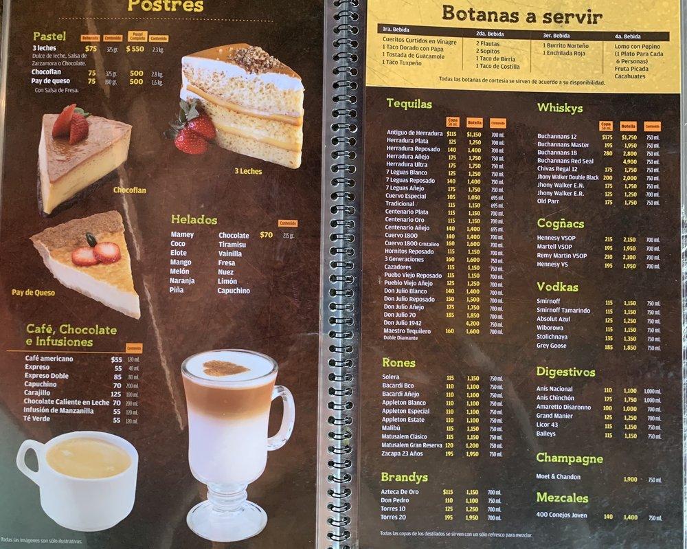 Carta del restaurante Don Comalón, Comala, C. Progreso 15