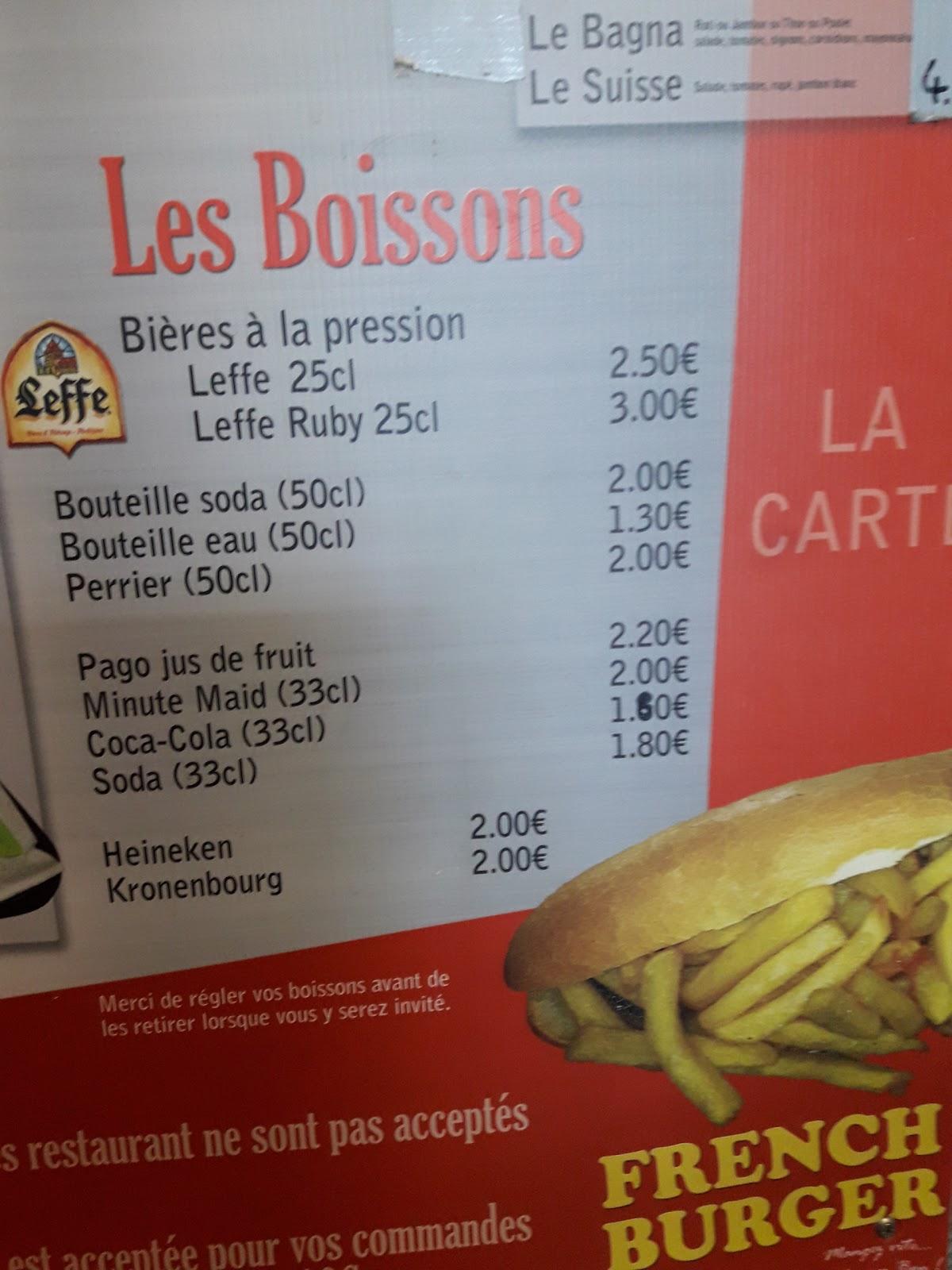 Menu at New French Burger fast food, Tarbes