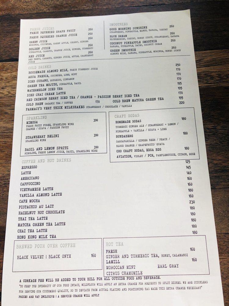 Menu at Wildflour Restaurant - BGC, Taguig, Ground Floor Six/NEO 4th Avenue