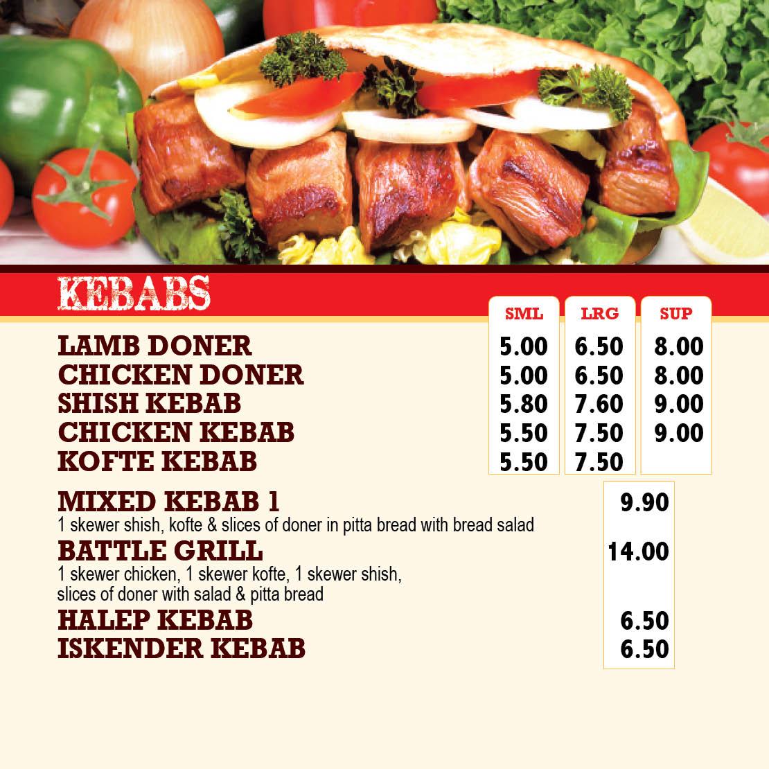 Menu at Battle Kebabs, Fish & Chips Cafe Restaurant, Battle, Unit 1