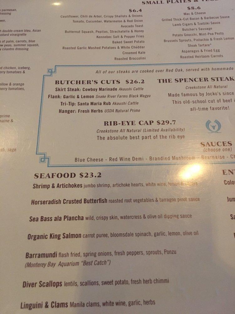 Menu at Echo & Rig Butcher and Steakhouse, Las Vegas