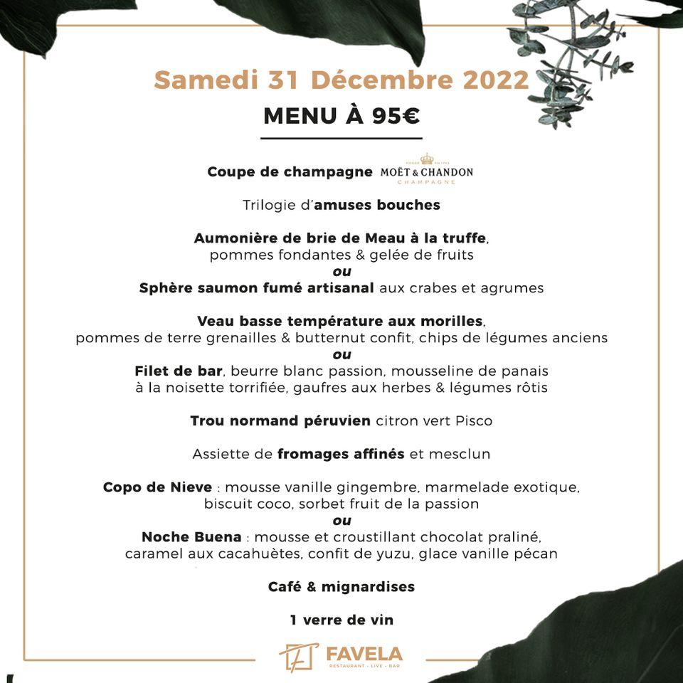 Menu au FAVELA restaurant, Treillières