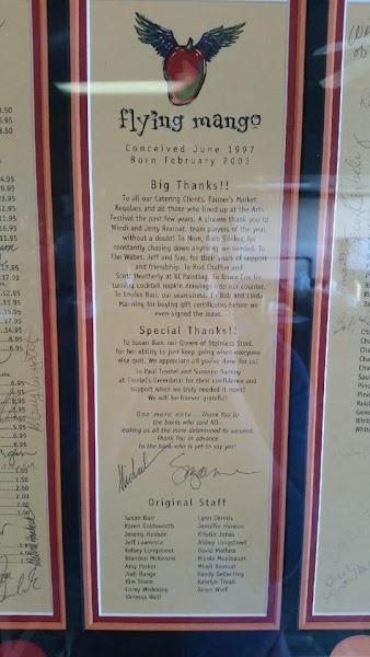Menu at Flying Mango BBQ, Des Moines