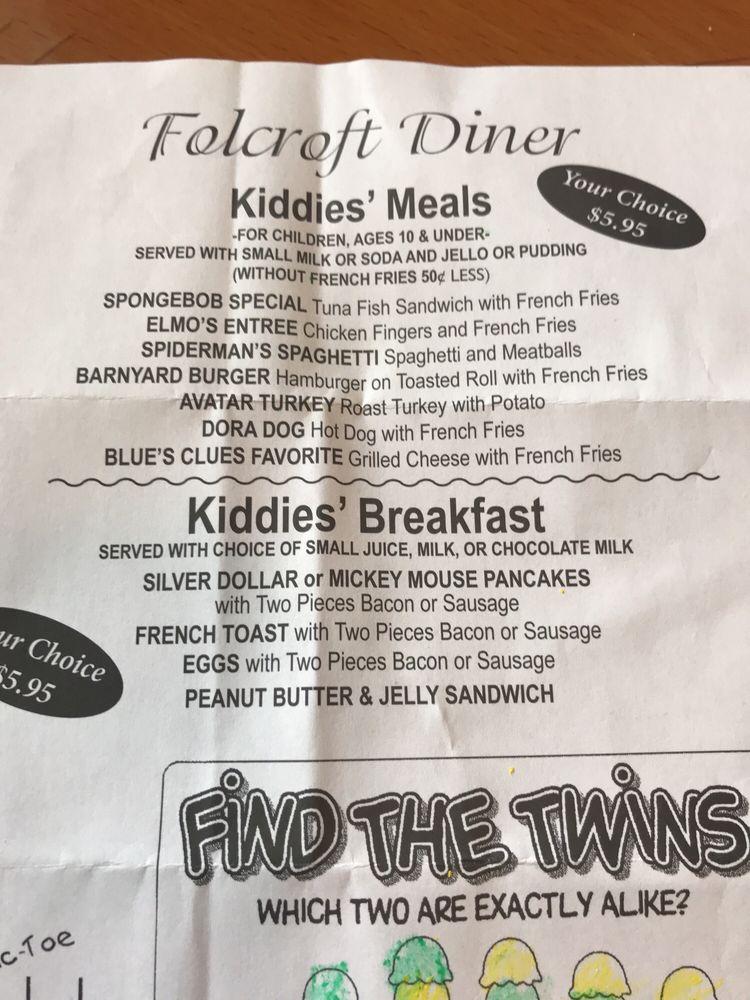 Menu at Folcroft Diner restaurant, Folcroft