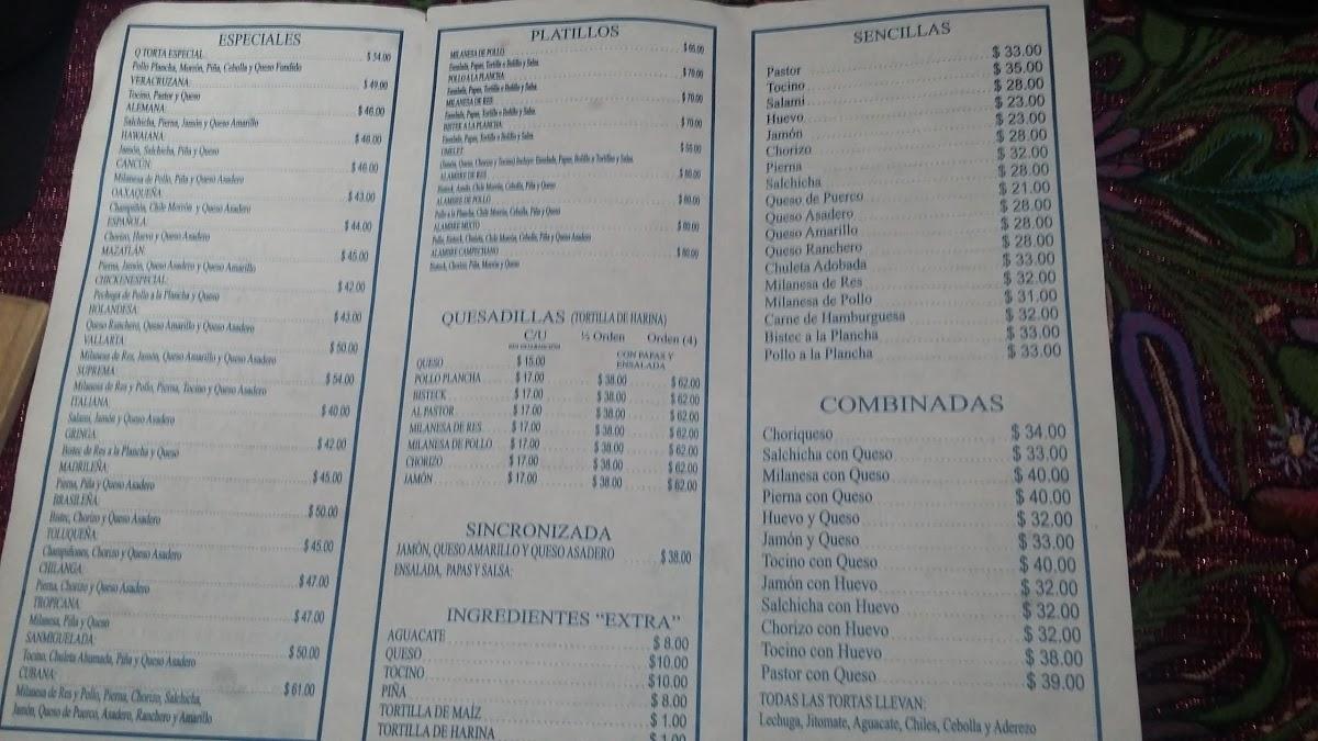 Menu at ¡Qué Torta! restaurant, San Miguel de Allende
