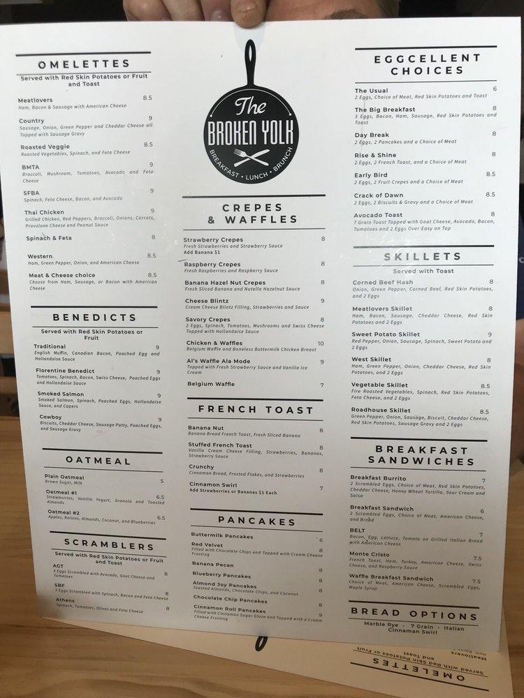 Menu at The Bread & Yolk cafe, Orion charter Township