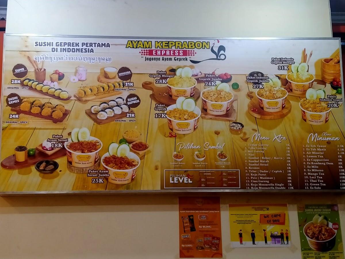 Menu at Ayam Keprabon Express Bandung restaurant, Bandung, Jl. Buah ...