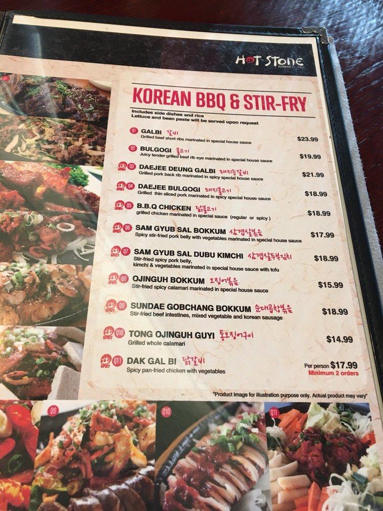 Menu at Hot Stone Korean Kitchen restaurant, Fairfield
