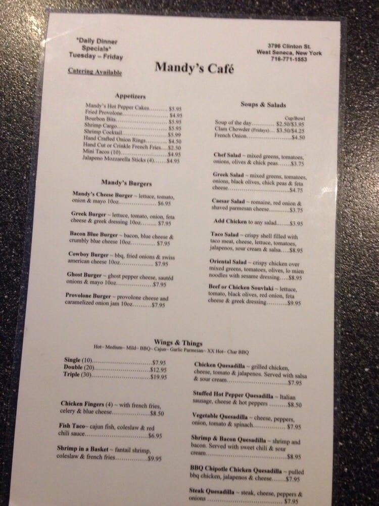 Menu at Mandy's Cafe, Buffalo