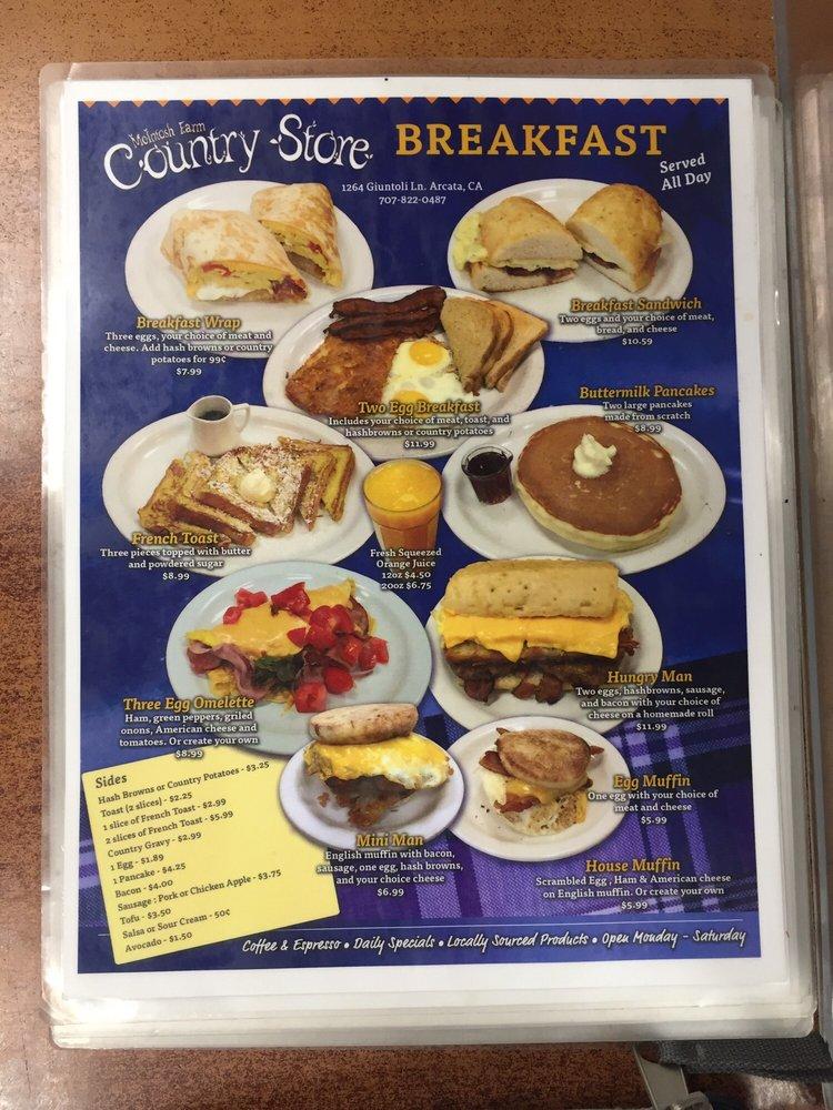 Menu at McIntosh Farm Country Store restaurant, Arcata