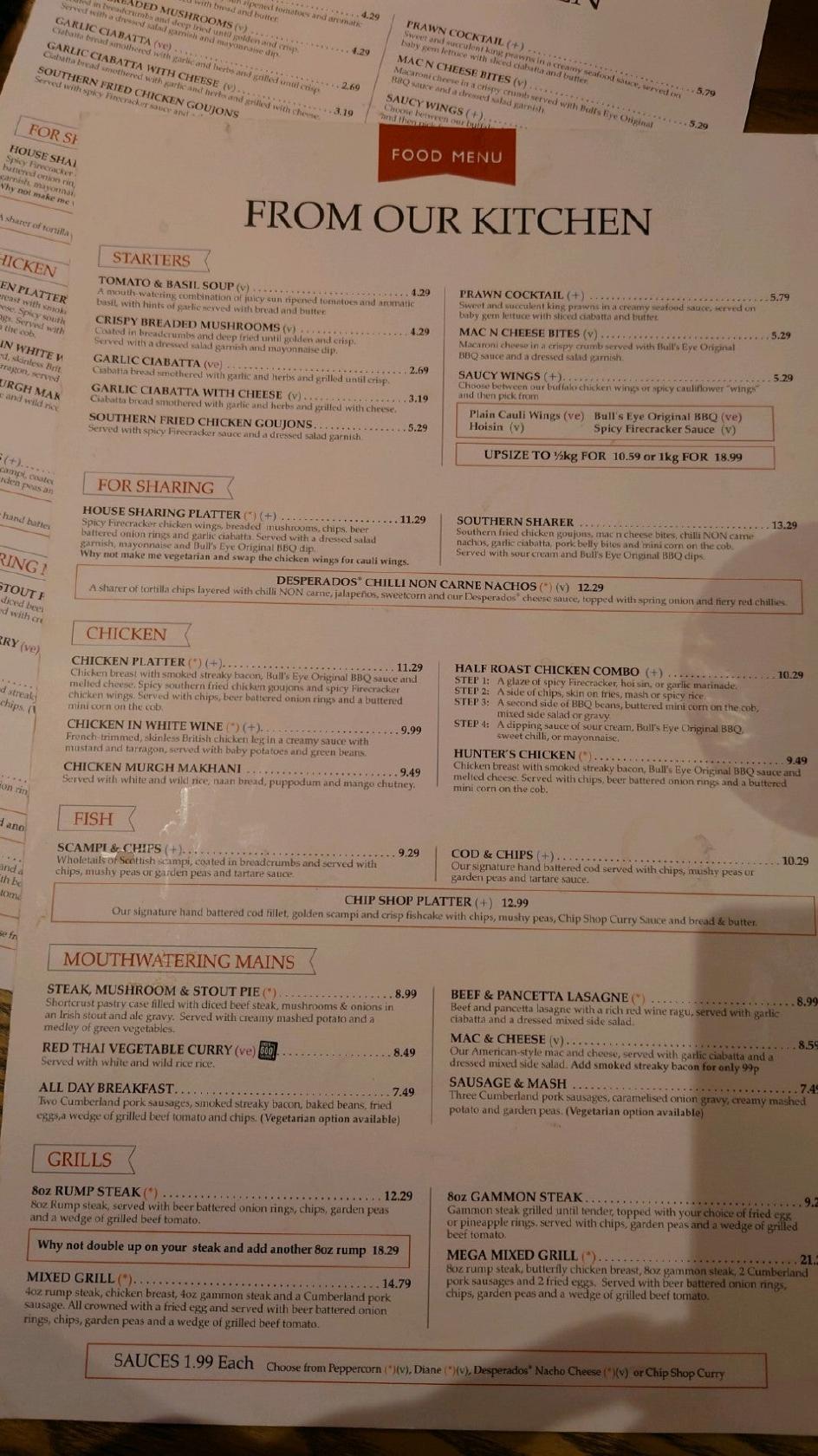 Menu at The Running Horses pub & bar, Lydiate