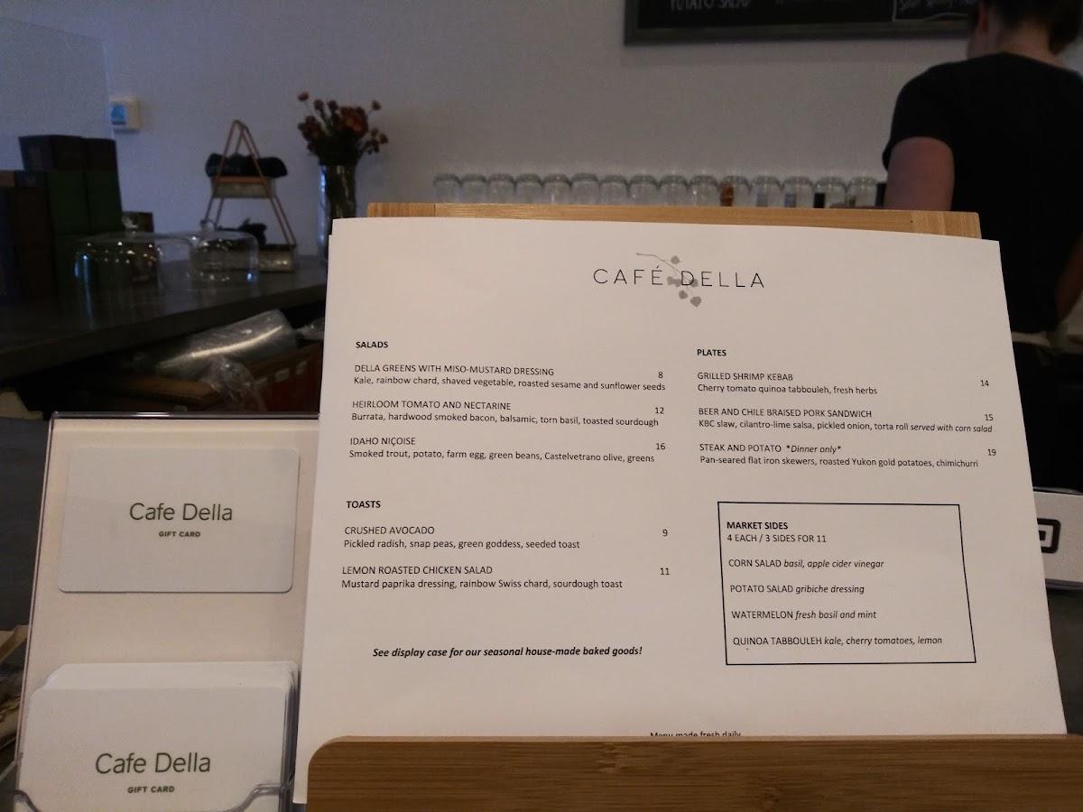 Menu at Café Della cafe, Hailey