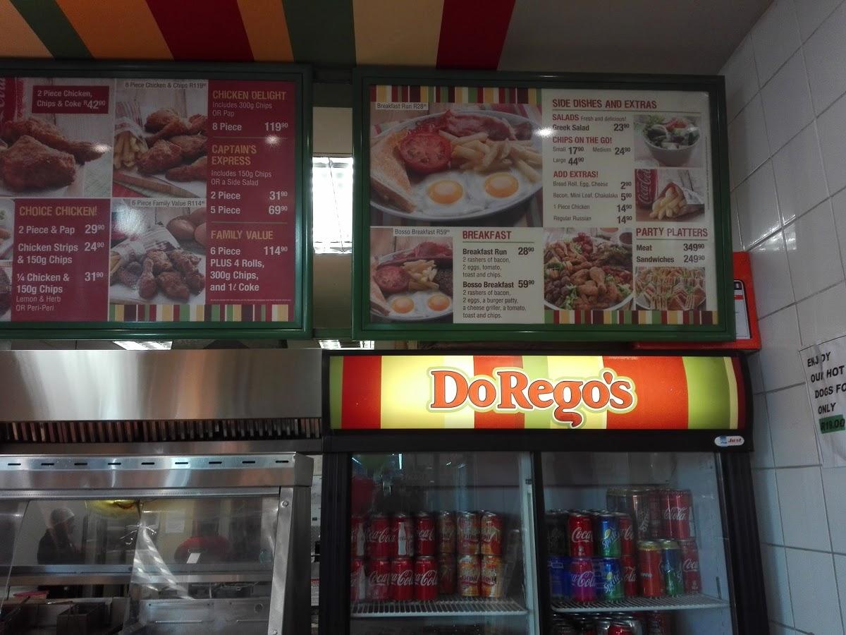 Menu at Captain DoRegos Rustenburg restaurant, Rustenburg