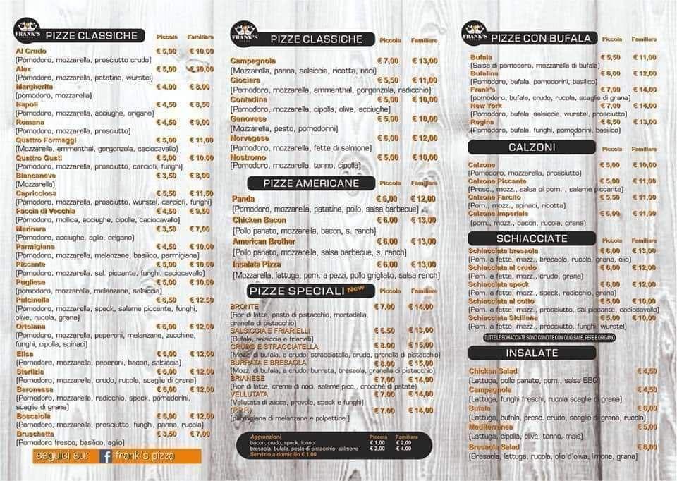 Speisekarte von Frank'S Pizza Carini, Carini