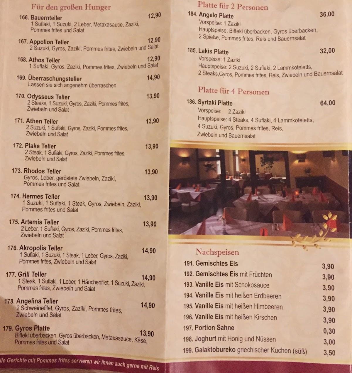 Speisekarte von Restaurant Akropolis, Bad Sassendorf