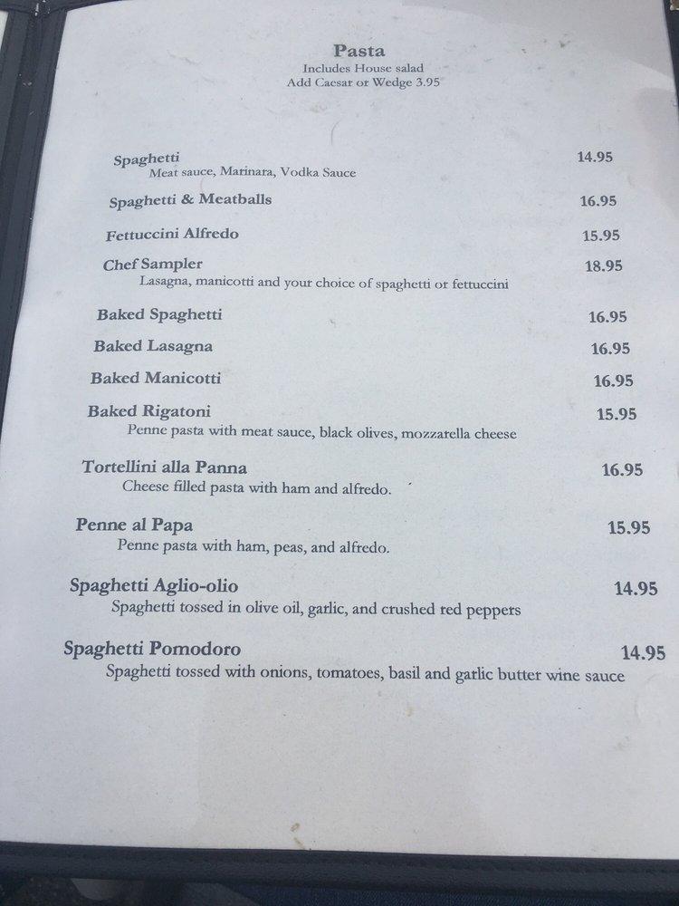Menu at La Trattoria Italian Restaurant, Greenwood