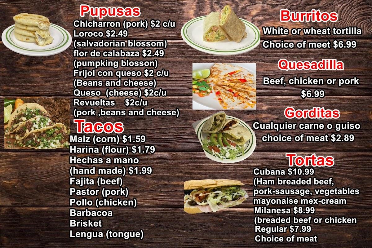 Menu at Mama Vicky's Pupusas y Mas restaurant, Plano