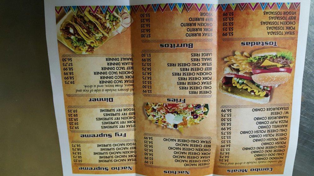Menu at Elio's Hot Dogs & Mexican Food restaurant, Gary