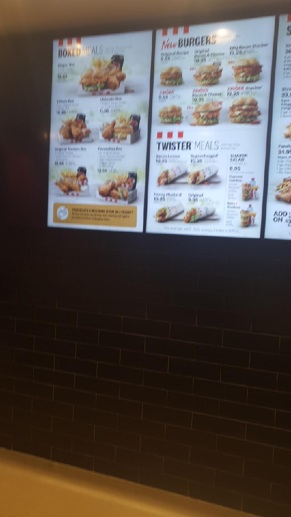 Menu at KFC Mackay fast food, Mackay, 32 Hinton St