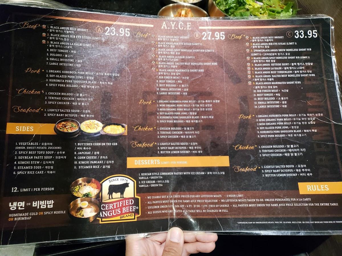 Menu at Master Kim’s Korean BBQ, Las Vegas, S Durango Dr #100