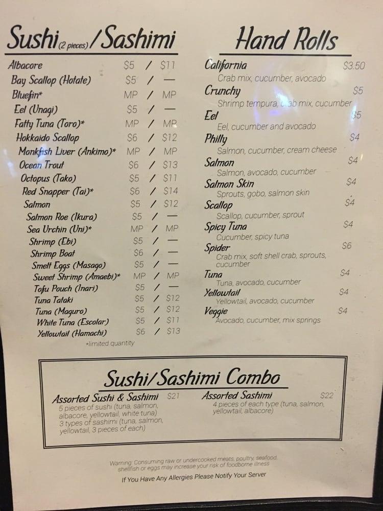 Menu at Red Sake Sushi Bar, Garden Grove