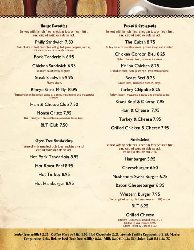 Menu at Route 40 Cafe, Milledgeville