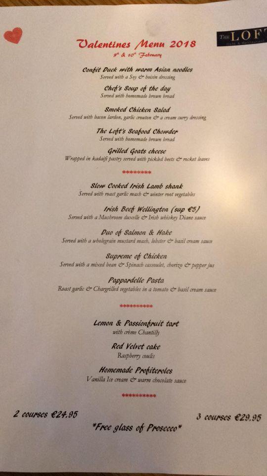 Menu at The Loft Café & Restaurant, Manorhamilton