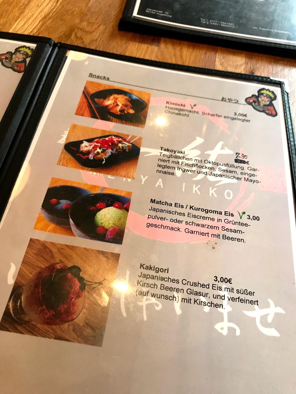 Speisekarte von Menya Ikko restaurant, München