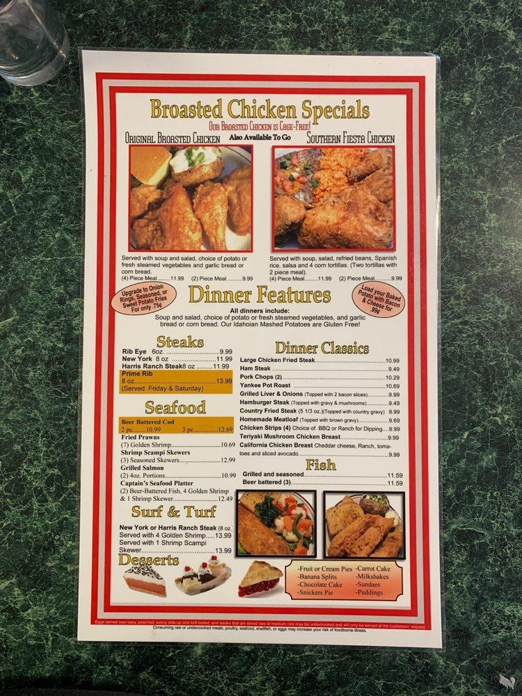 Menu at Red Rooster Cafe, Durham