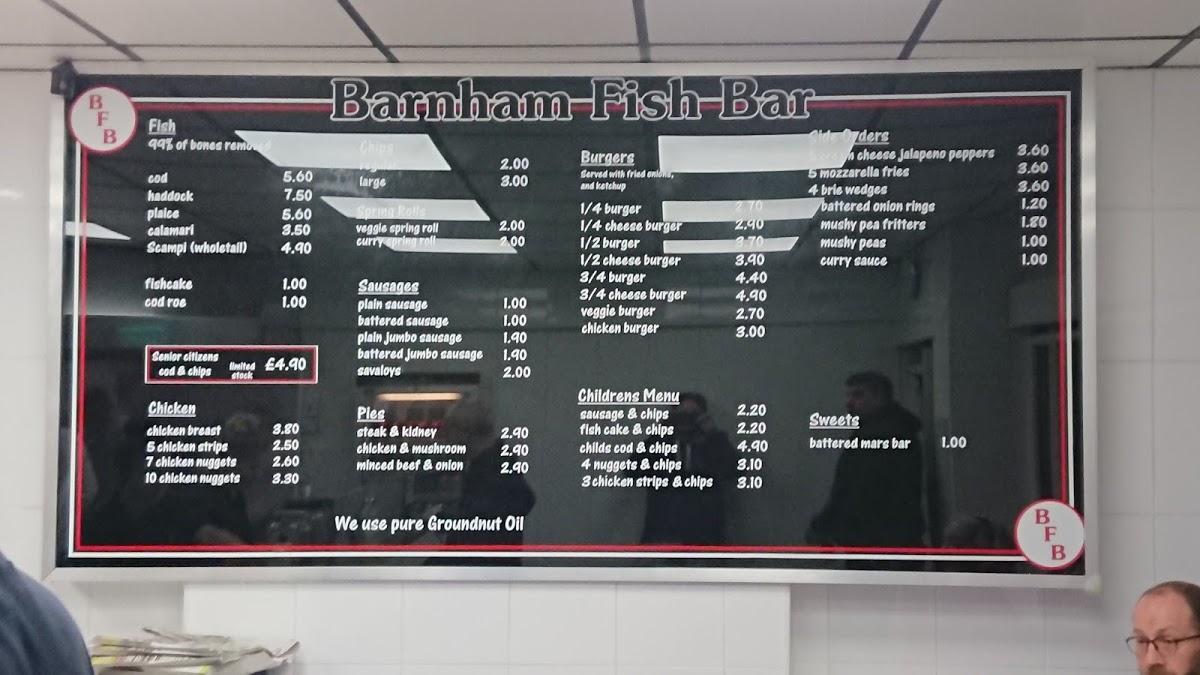 Menu at Barnham Fish Bar, Bognor Regis