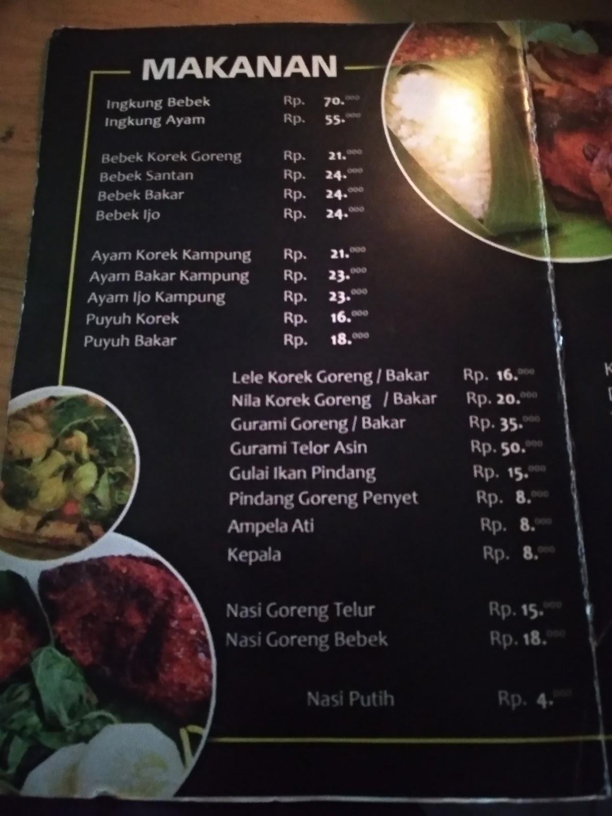 Menu at Bebek Korek Cafe & Resto, Jember
