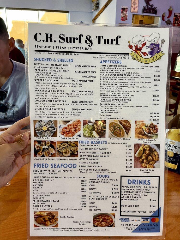Menu at C.R. Surf & Turf Restaurant, Cedar Park