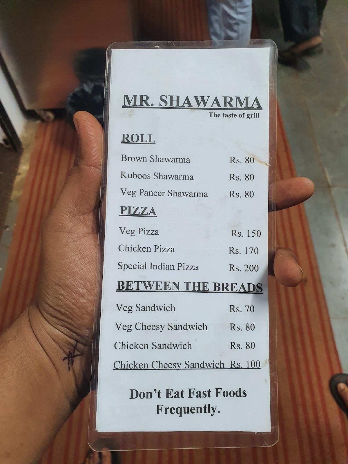 Menu at MR. SHAWARMA, India, Anjuman Complex