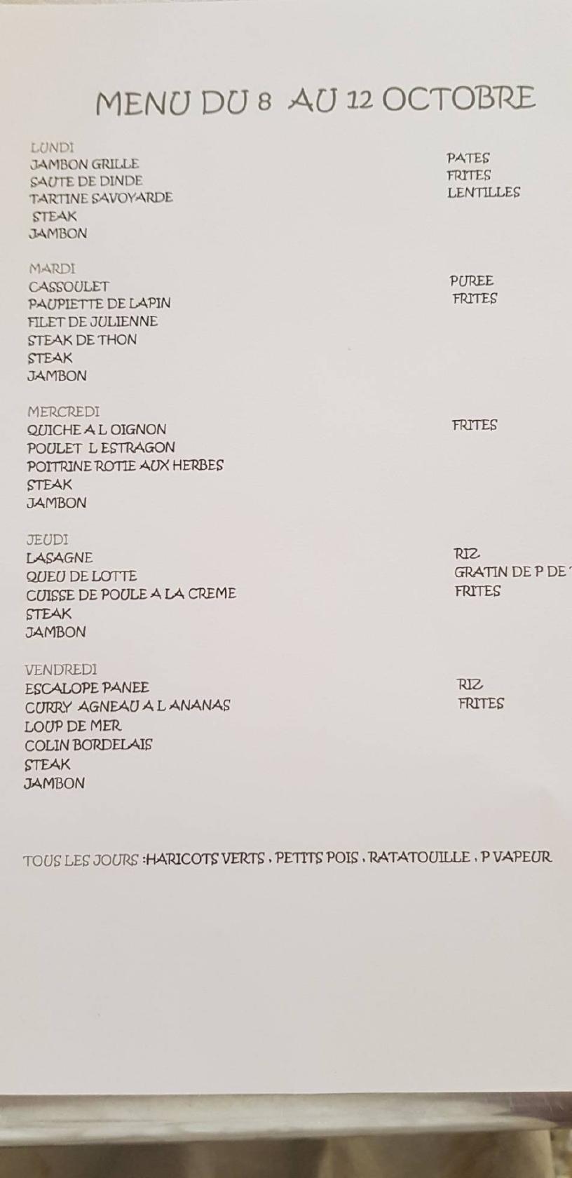 Menu au RESTAURANT CHEZ RENE, Canteleu