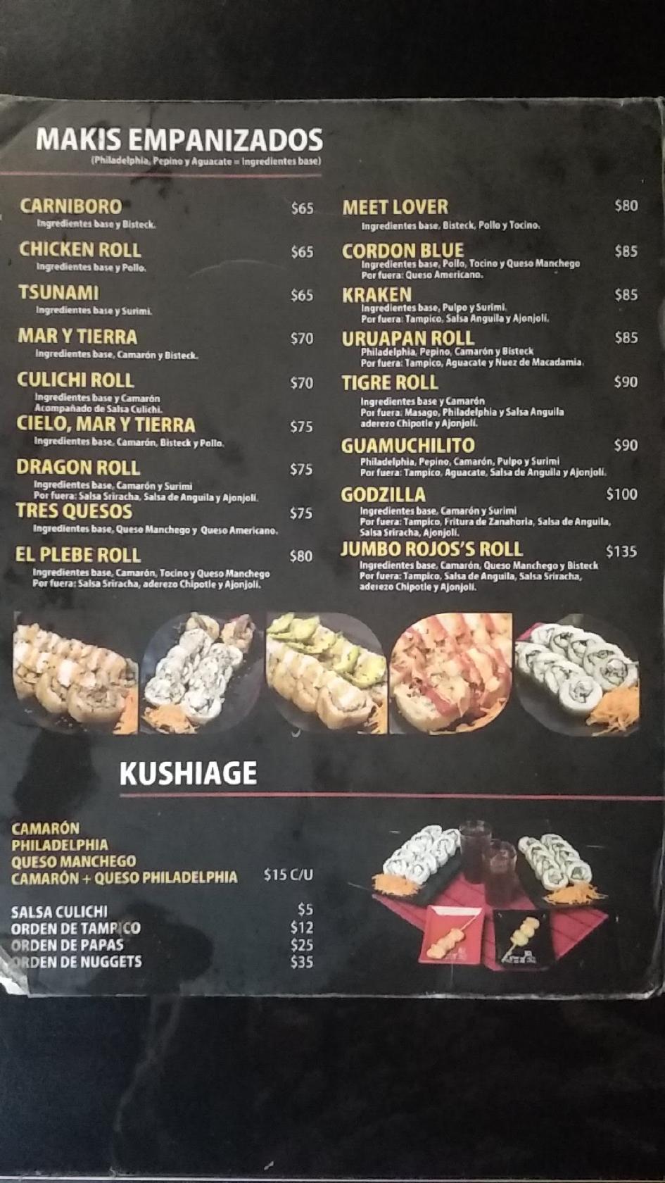 Carta del restaurante Rojos Sushi House, Uruapan