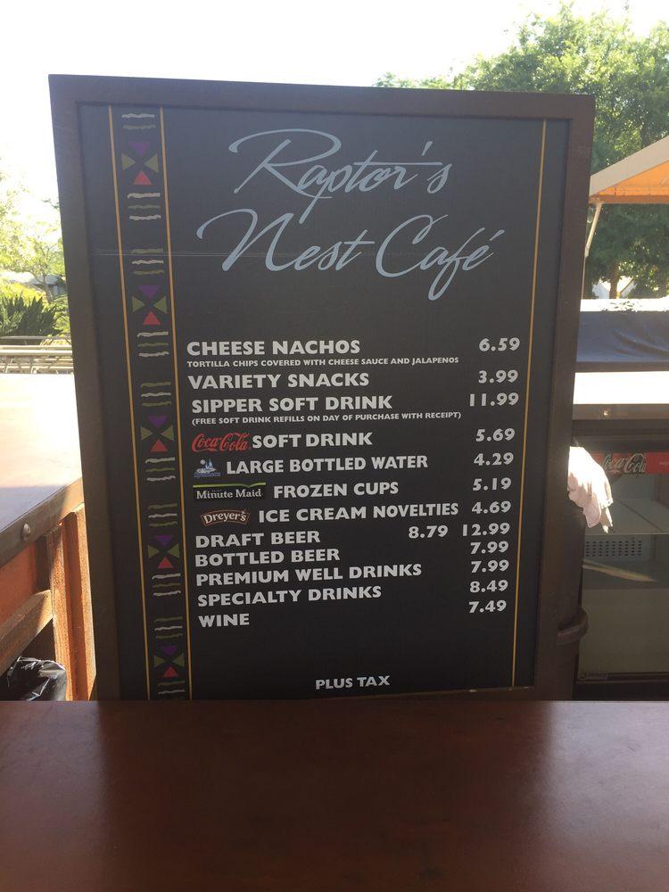 Menu at Raptor's Nest Cafe, Escondido