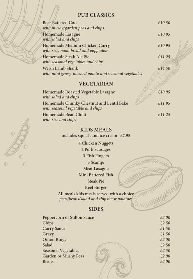 Menu at The Talbot Hotel pub & bar, Welshpool