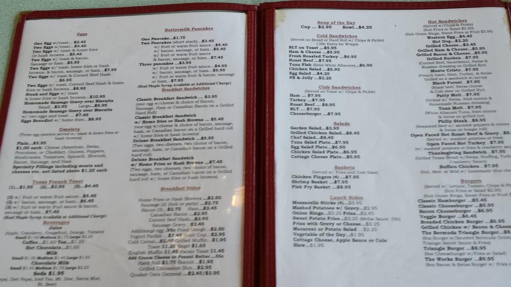 Menu at Triangle Diner restaurant, Saratoga Springs