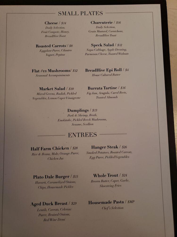 Menu at Billy Club, Buffalo