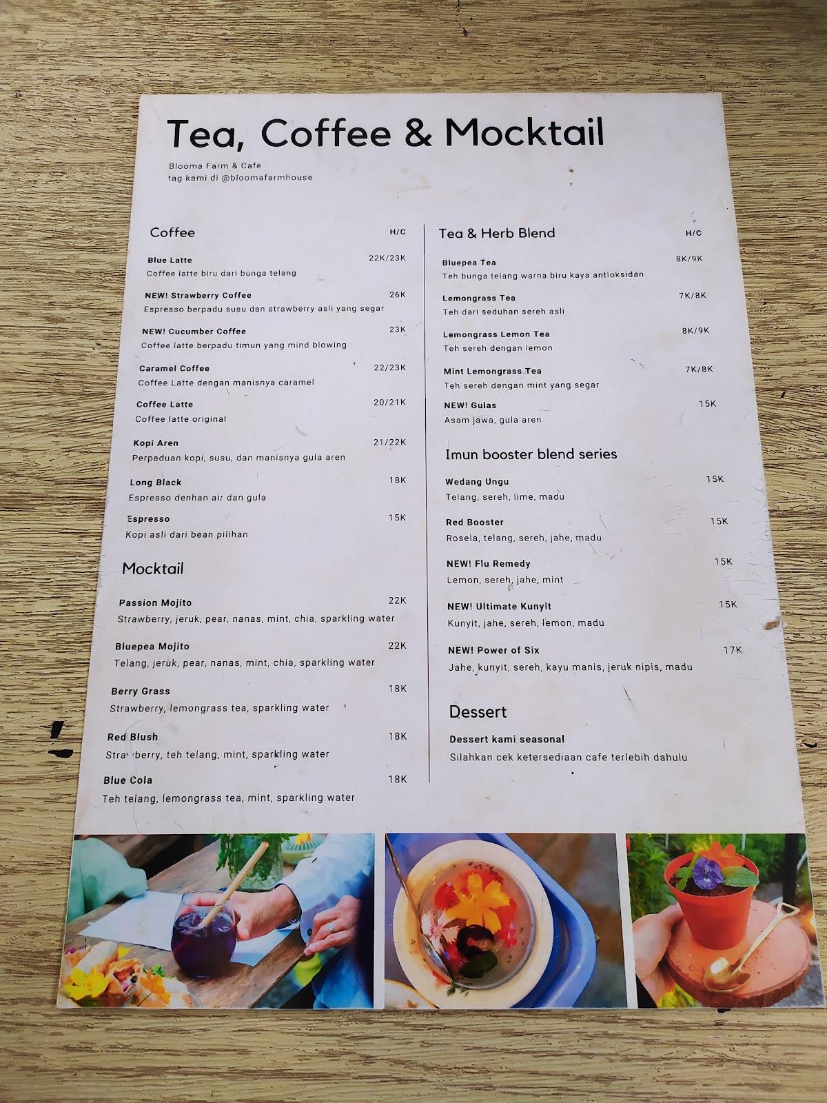 Menu at Blooma Farm House restaurant, Cirebon