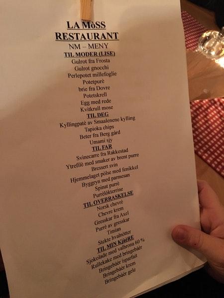 Menu at Let Moss restaurant, Mysen