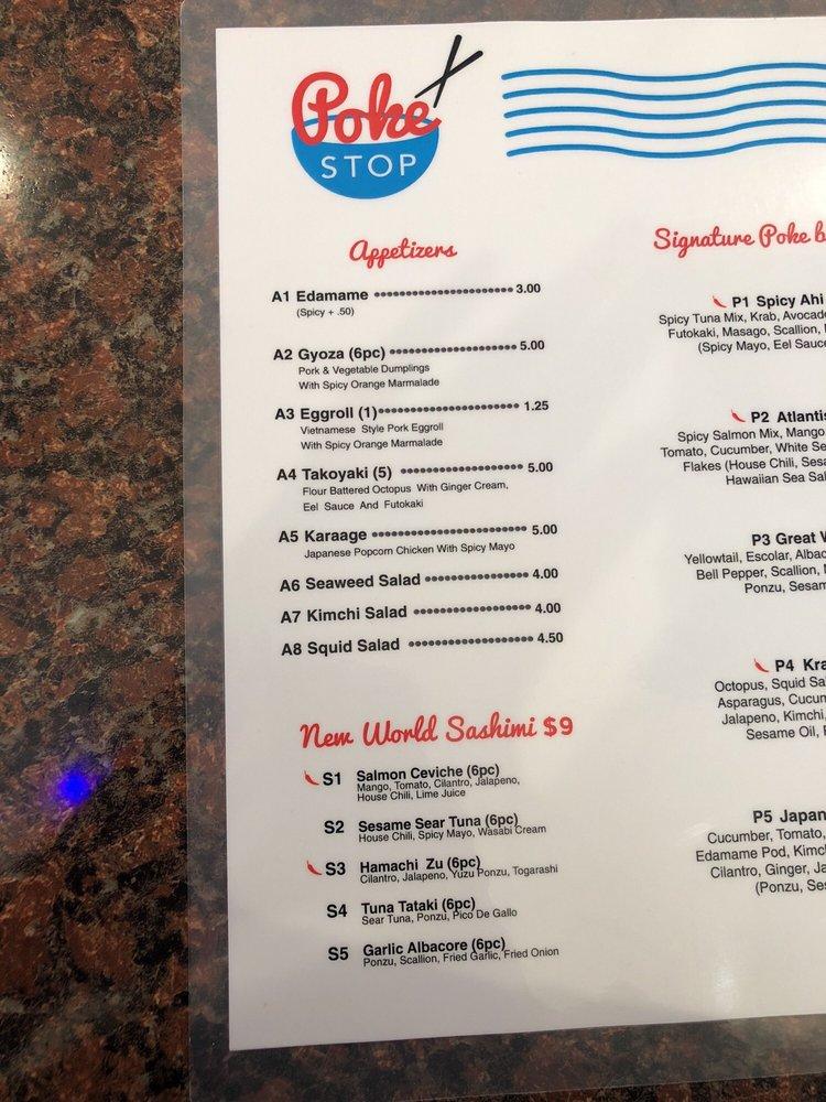 Carta del restaurante Poke Stop, Fort Worth
