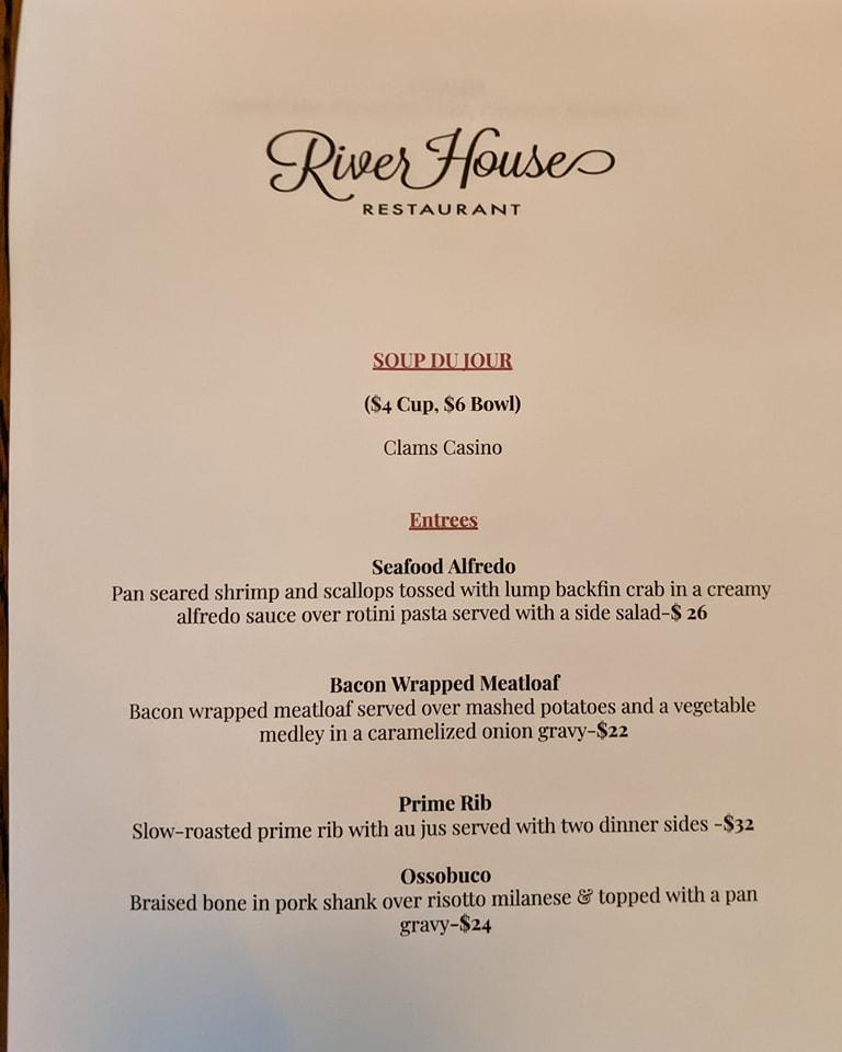 Menu at RiverHouse Restaurant, Pulaski
