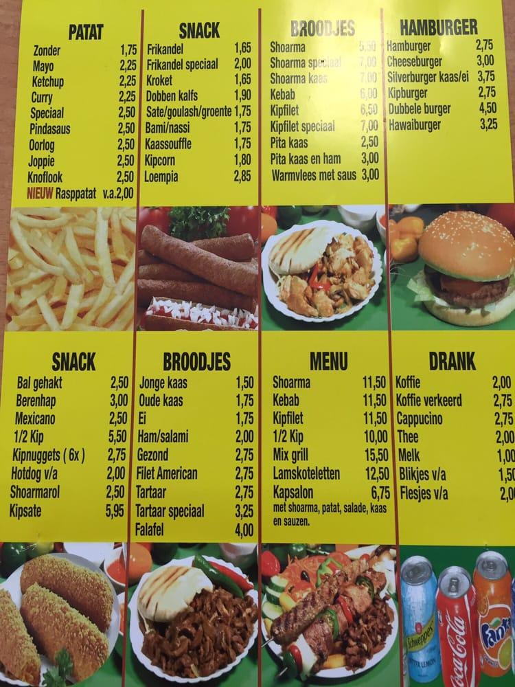 Menu at Silver Grill, Amsterdam
