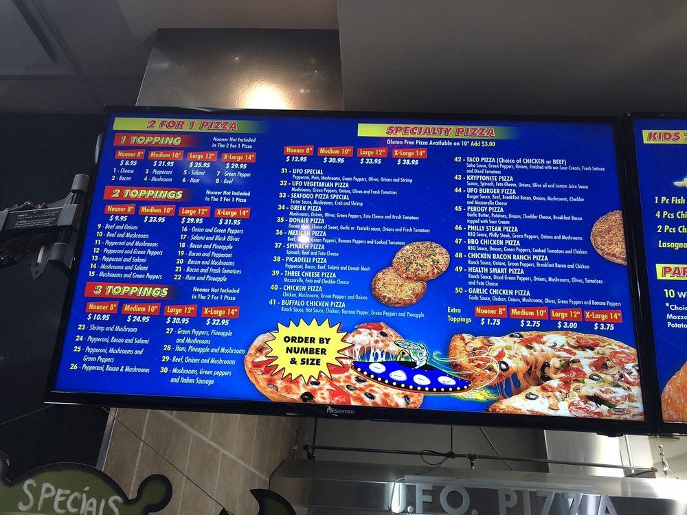 Menu at U.F.O. Pizza pizzeria, Edmonton